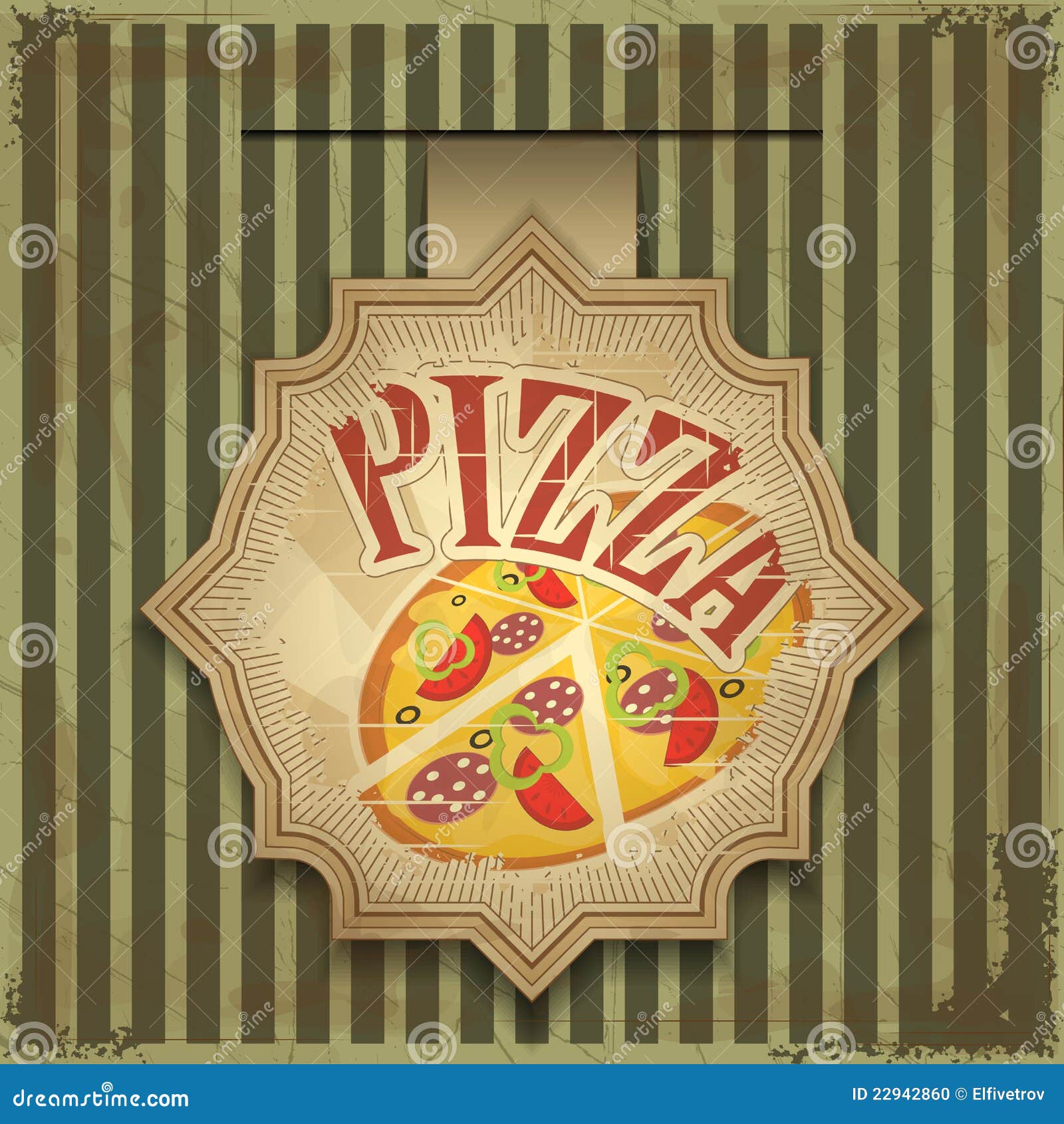Pizza label stock vector. Illustration of brochure, menu - 22942860