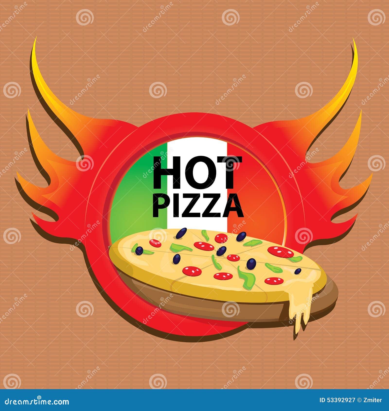 Pizza Label or Poster - Design Template. Stock Vector - Illustration of ...