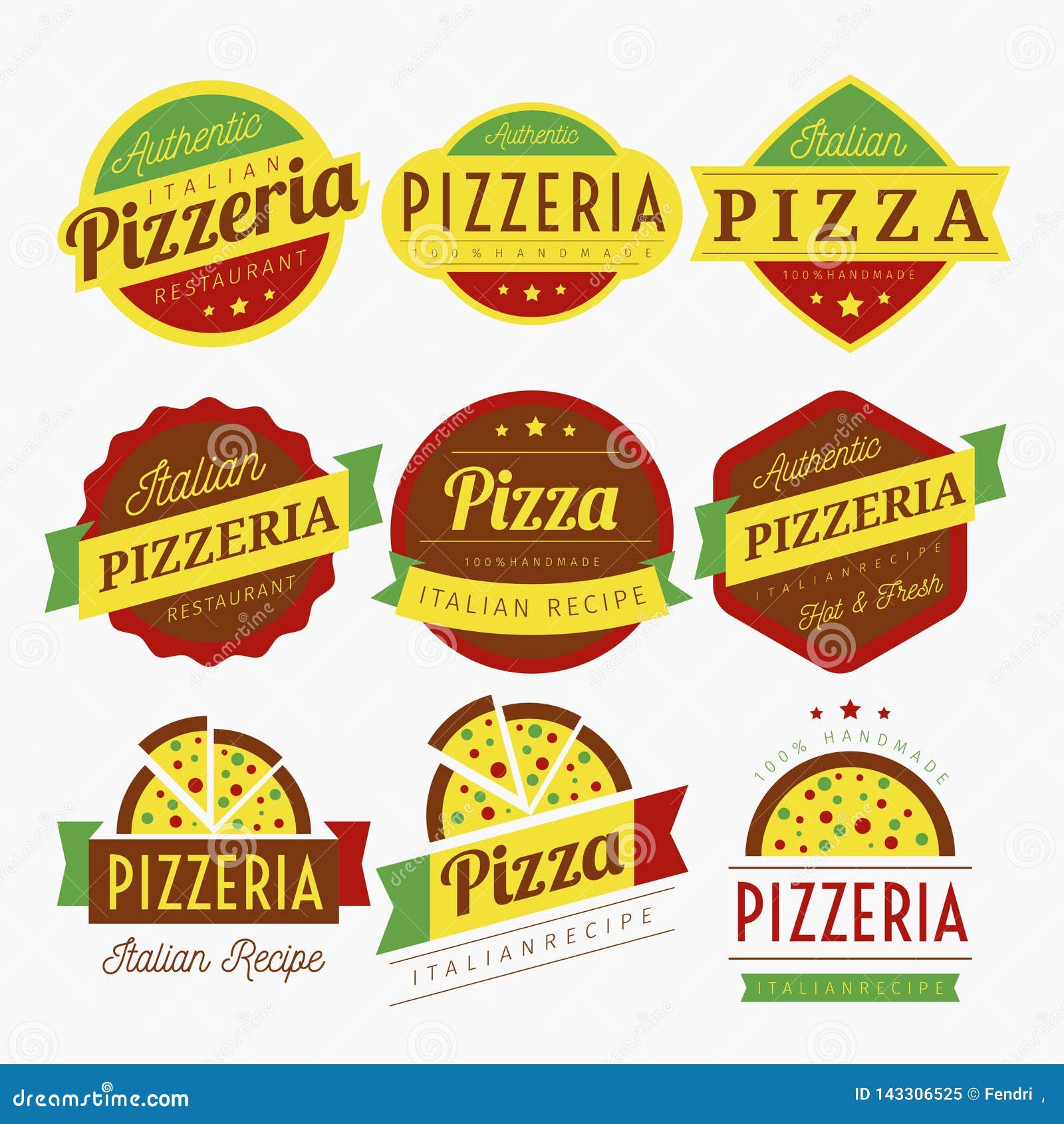 PIZZA LABELS VECTOR stock vector. Illustration of element - 143306525