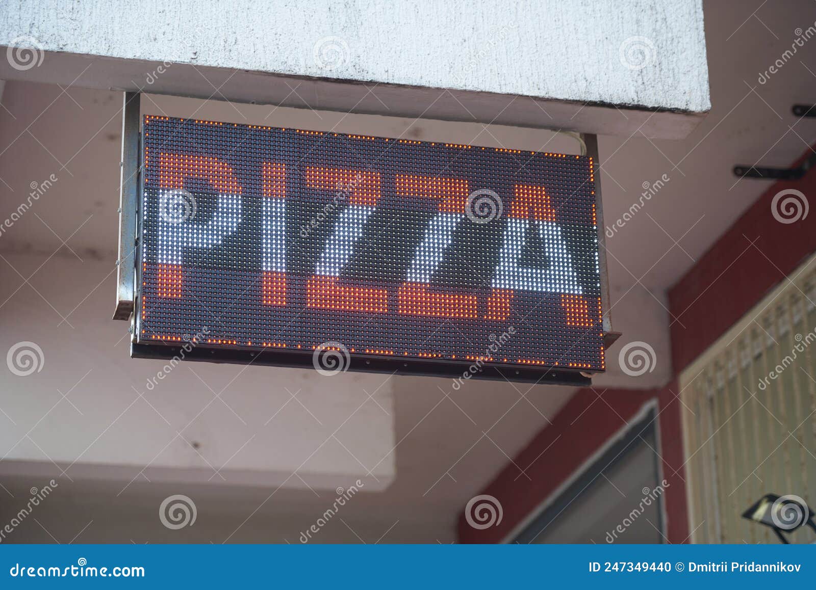 Pizza LED Sign on the Street for Advertising Stock Photo - Image of ...