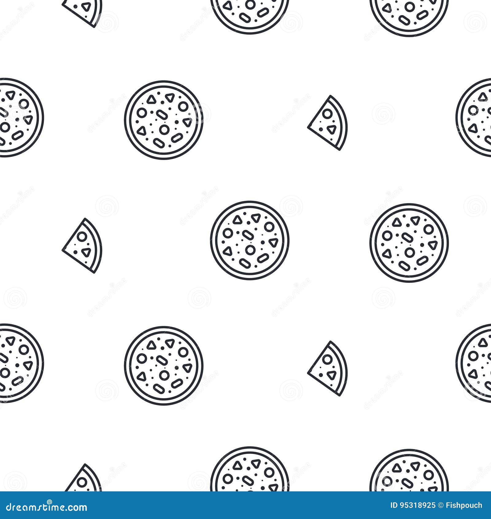 Pizza Line Banner. Engraved Style Doodle Background. Savoury Pizza Ads ...