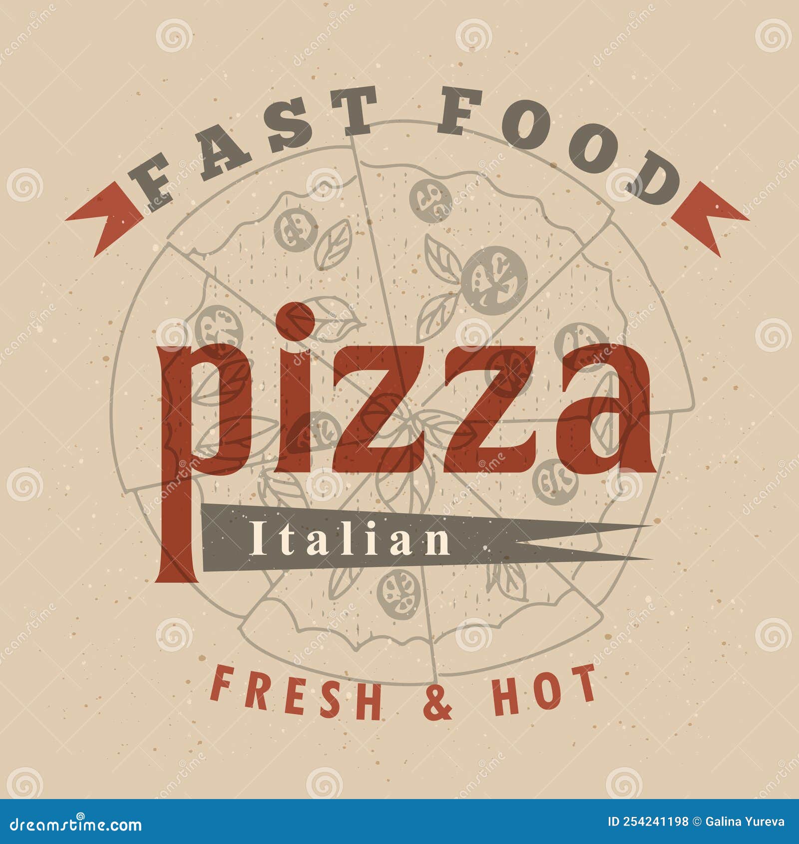 Pizza label design stock vector. Illustration of eating - 254241198