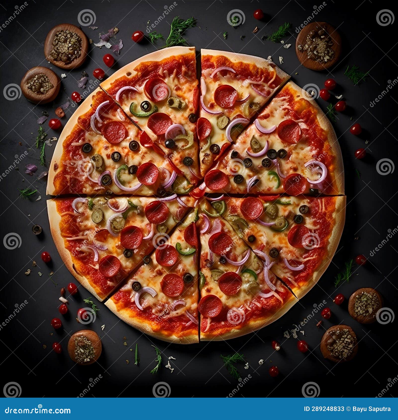 Pizza that Looks Delicious View from Above, Generative Ai Stock ...