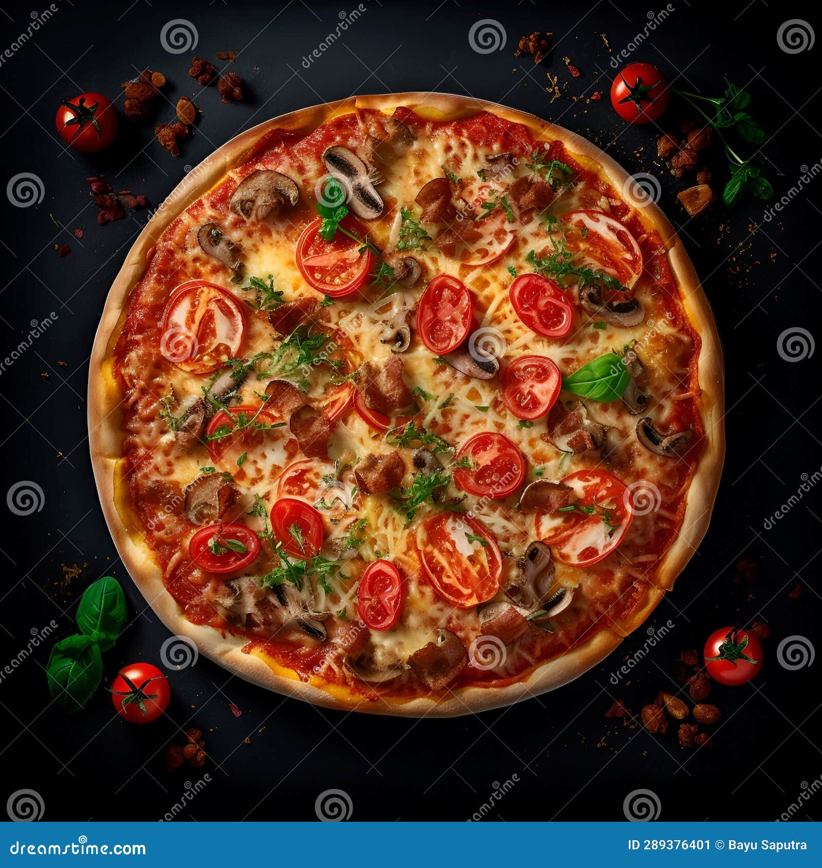 Pizza that Looks Delicious View from Above, Generative Ai Stock ...