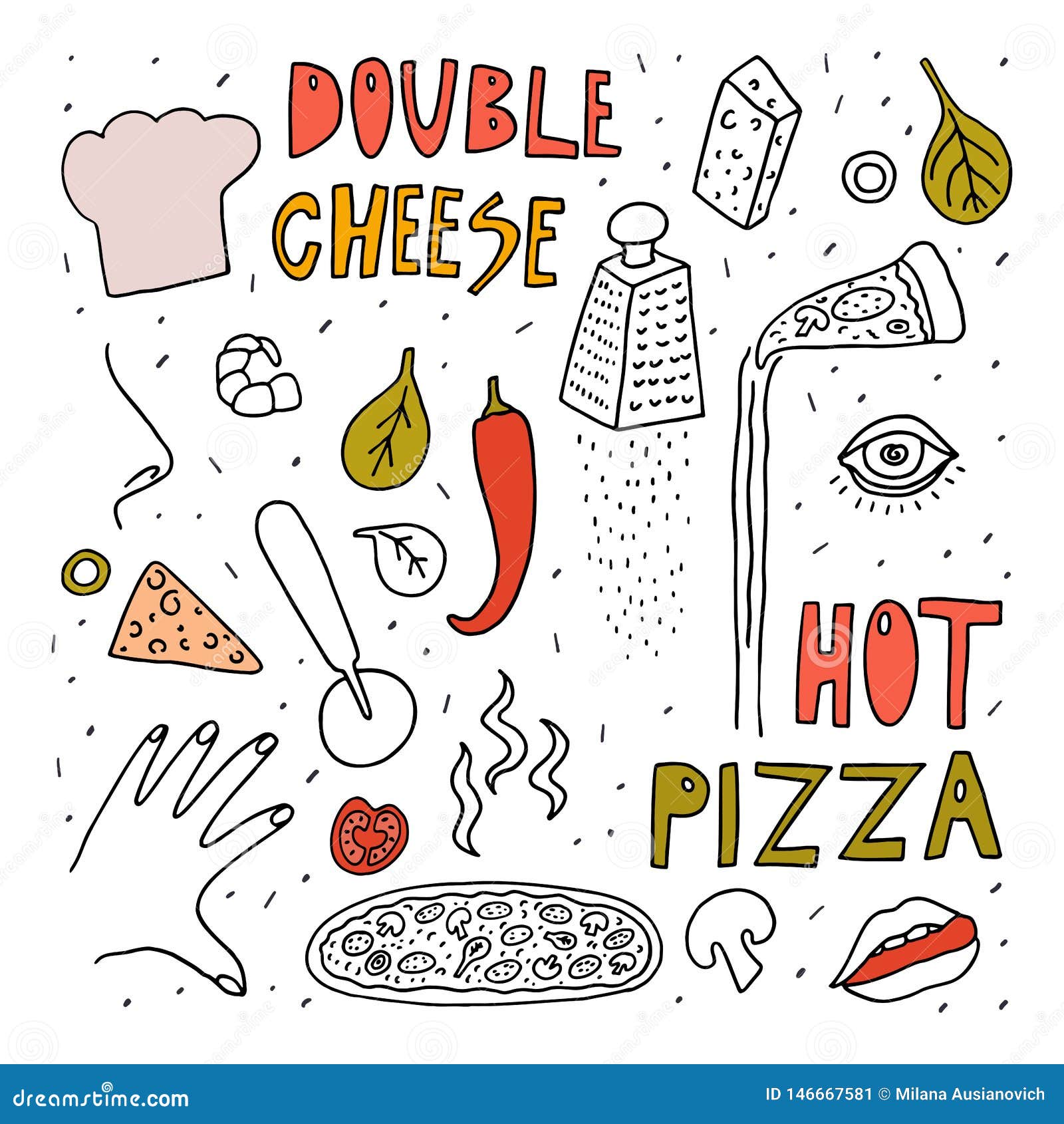 Pizza Maker Doodle Style Sketch . Freehand Drawing with Element of ...