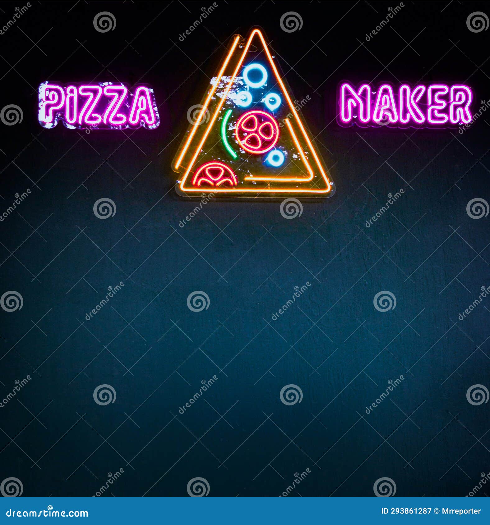 Pizza Maker Neon Sign on Night Facade Editorial Photography - Image of ...
