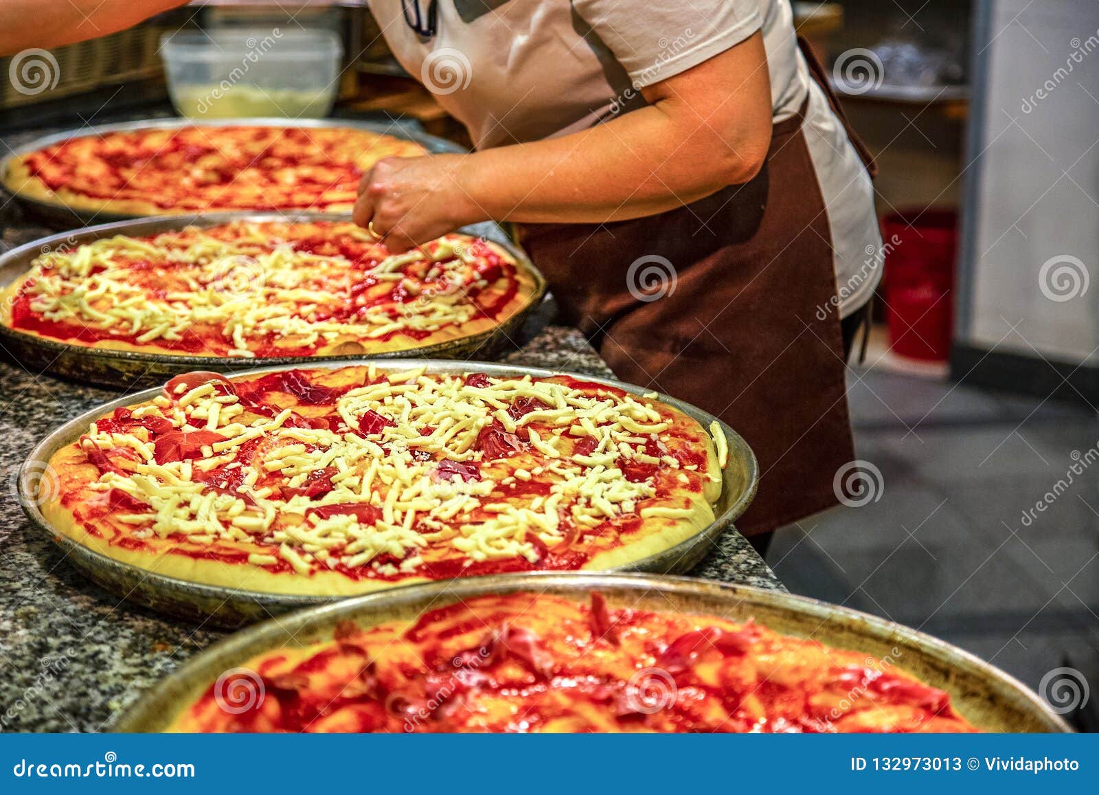Pizza Maker Preparing Pizzas Stock Image - Image of italian, hand ...
