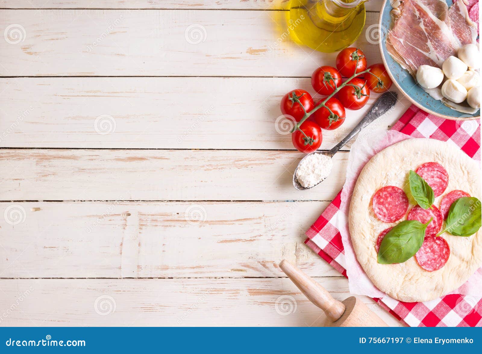 Pizza making background stock image. Image of fresh, preparation - 75667197