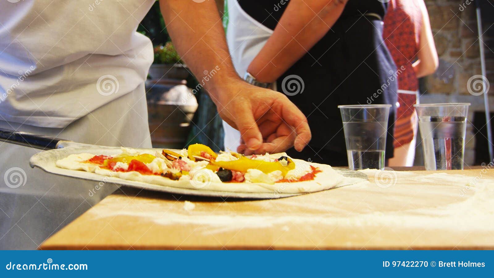 Pizza Making in Cooking Class Stock Photo - Image of dough, italian ...