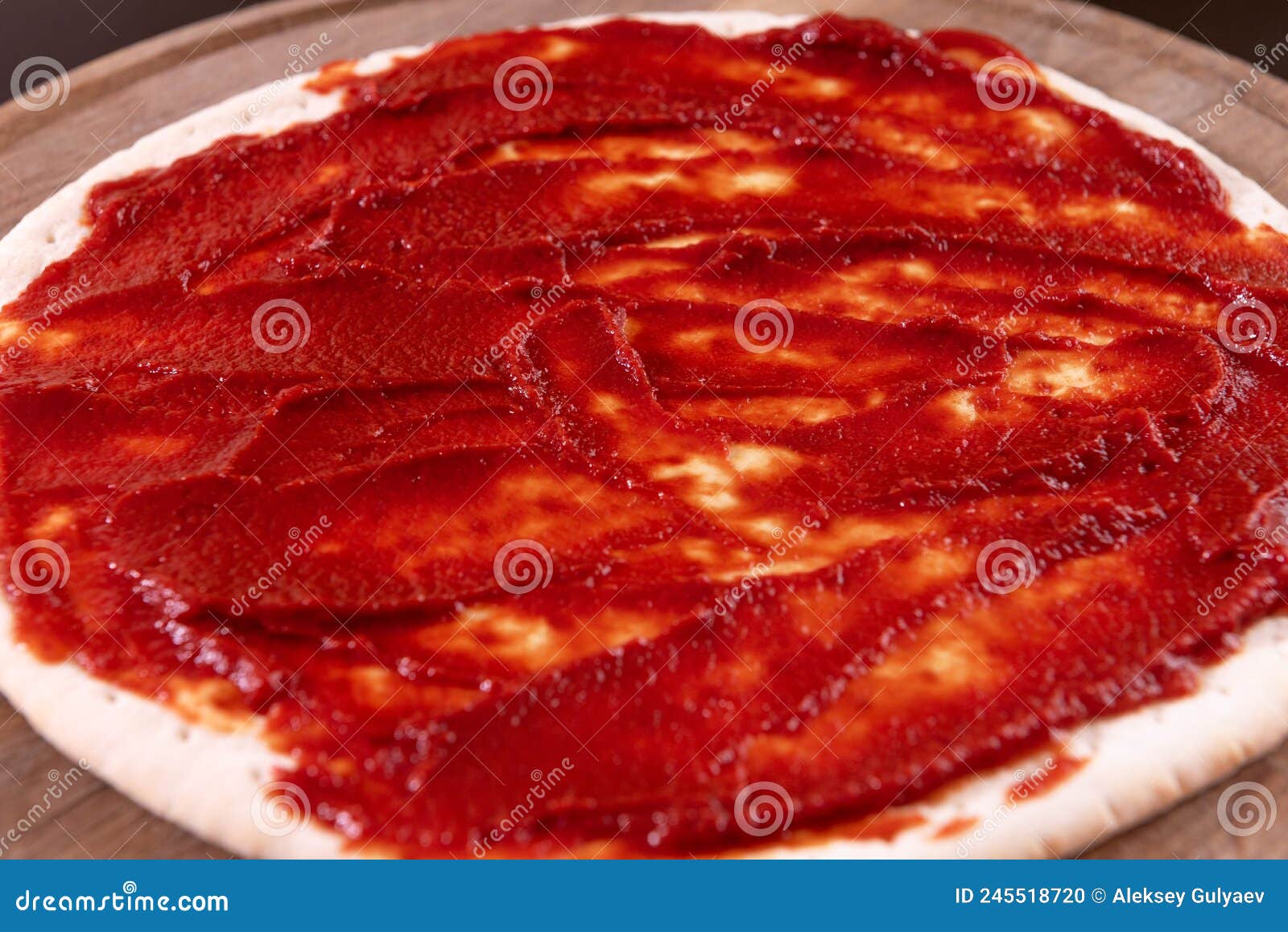 Pizza Making Process. Top View of Pizza Dough Base. Home-baking Pizza ...