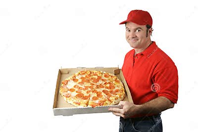 Pizza Man Delivers stock photo. Image of home, blue, people - 1685762