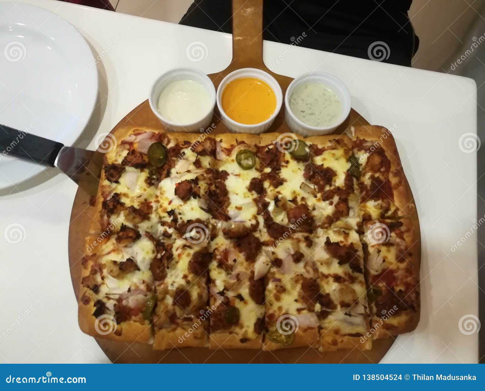 Pizza Mania stock photo. Image of pizza, chicken, devilled - 138504524