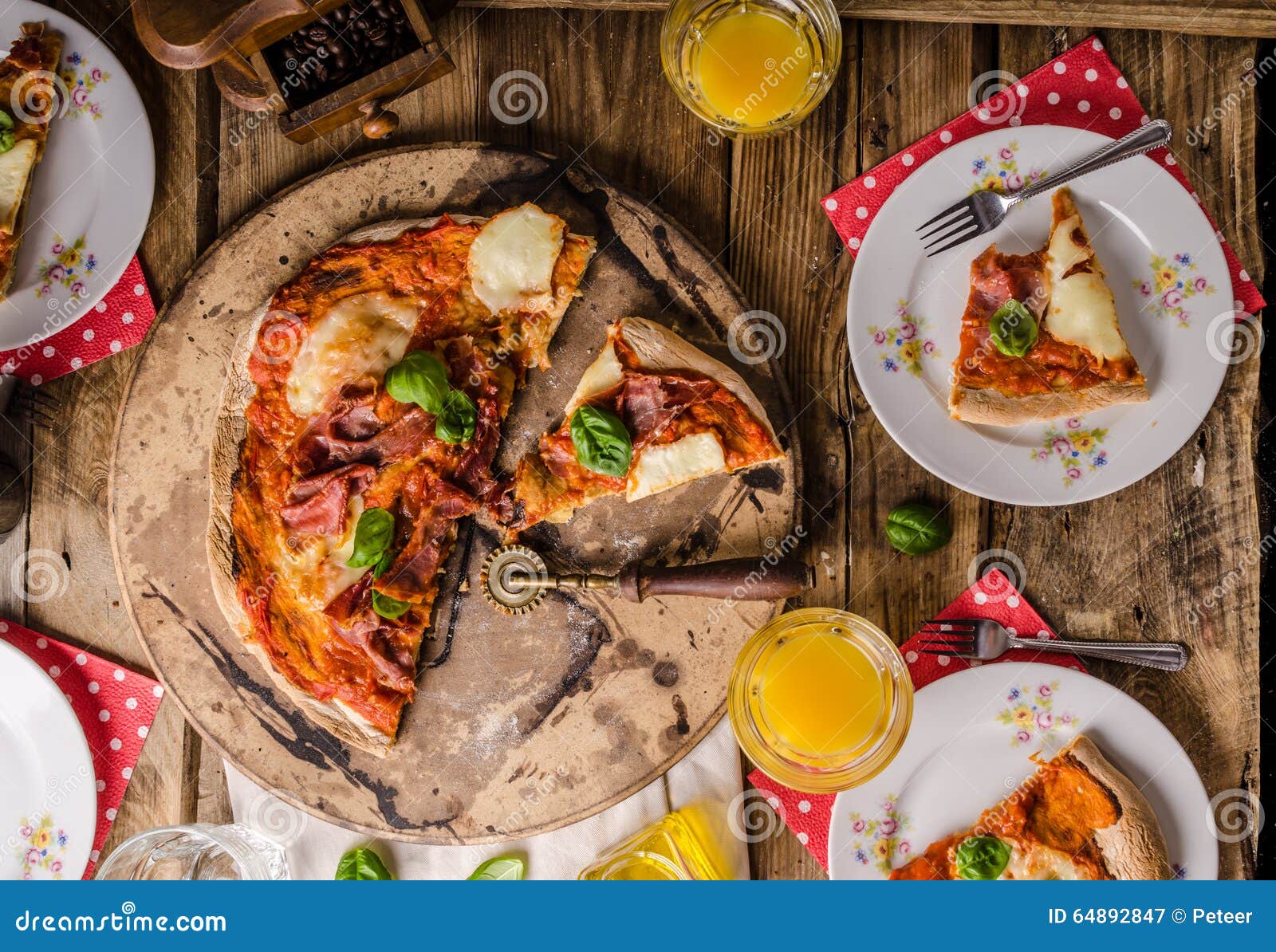 Pizza Margherita Rustic Style Stock Image - Image of gourmet, baked ...