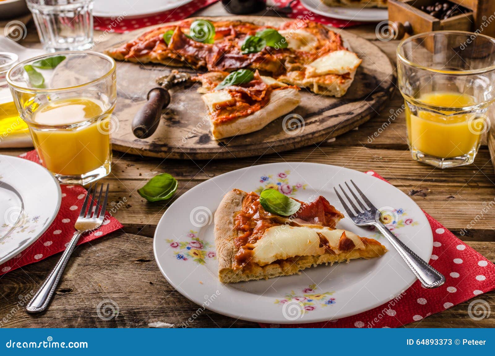 Pizza Margherita Rustic Style Stock Image - Image of restaurant ...