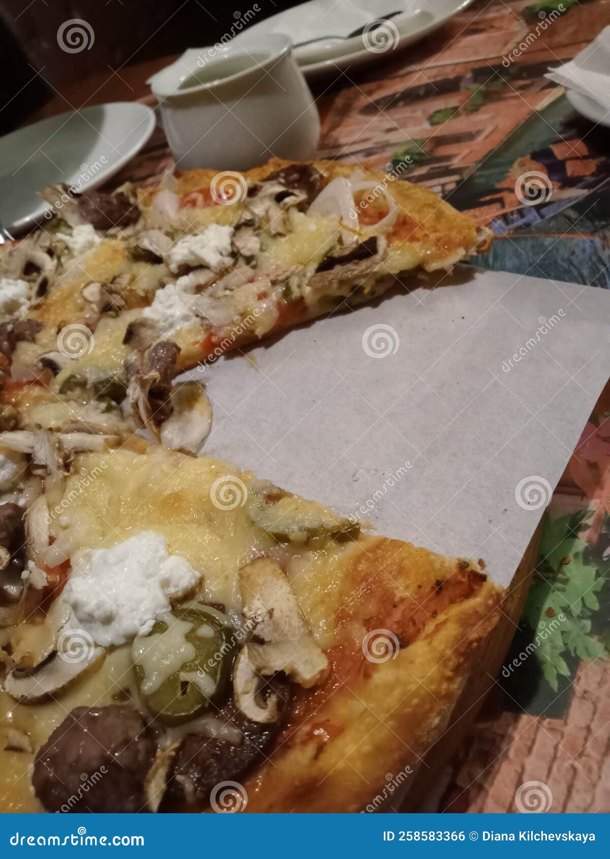 Pizza , meat , food stock photo. Image of meat, mushroom - 258583366