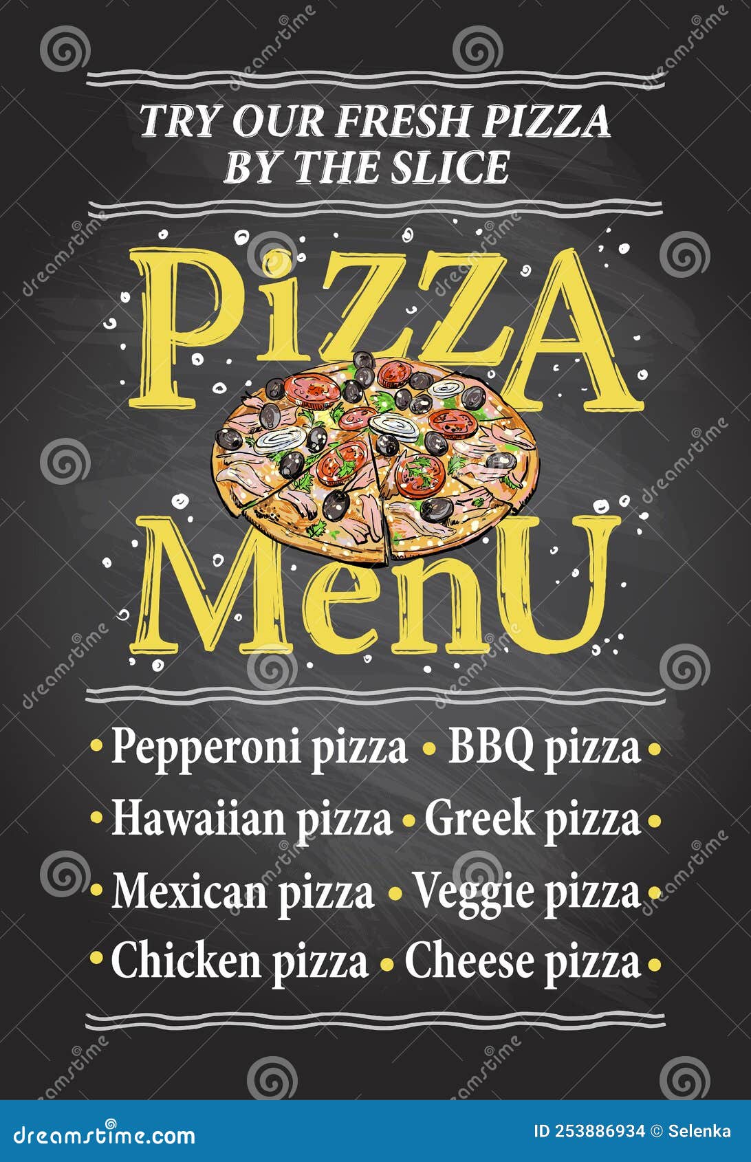 Pizza Menu Chalkboard Display Mockup Stock Vector - Illustration of ...
