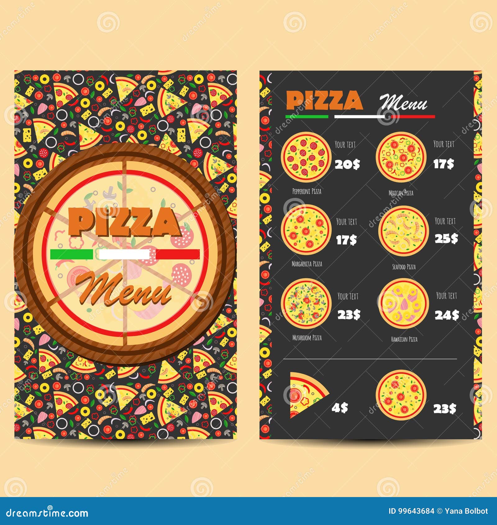 Pizza menu design stock vector. Illustration of graphic - 99643684