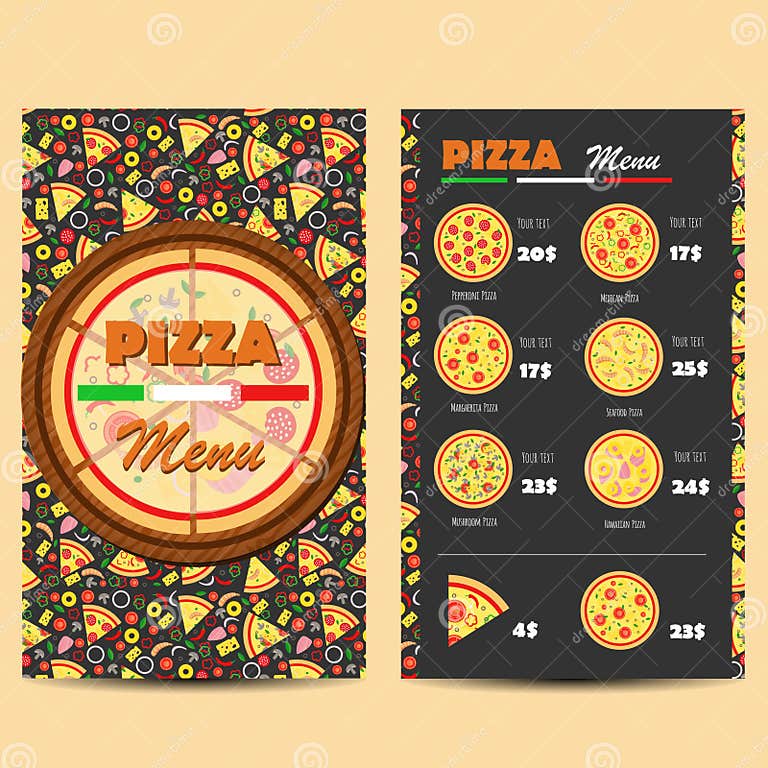Pizza menu design stock vector. Illustration of graphic - 99643684