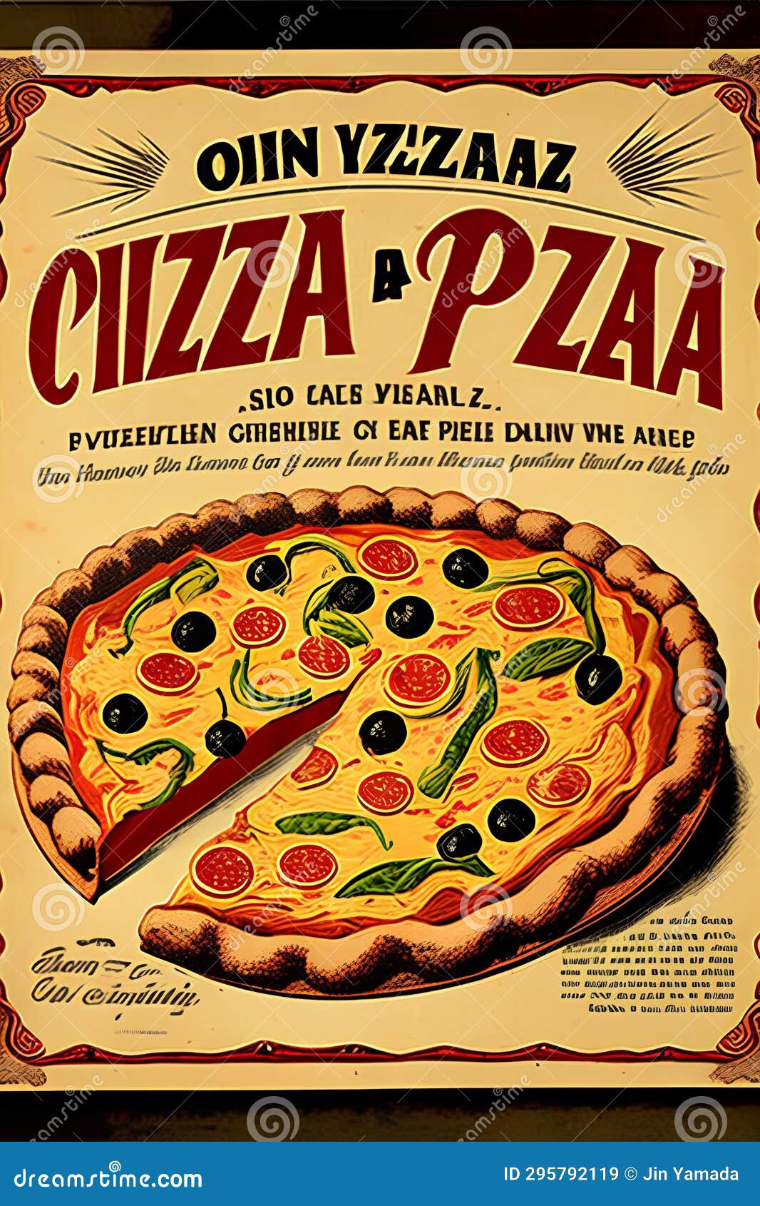 Pizza Menu Design, Vintage Poster with a Picture of a Pizza Stock ...