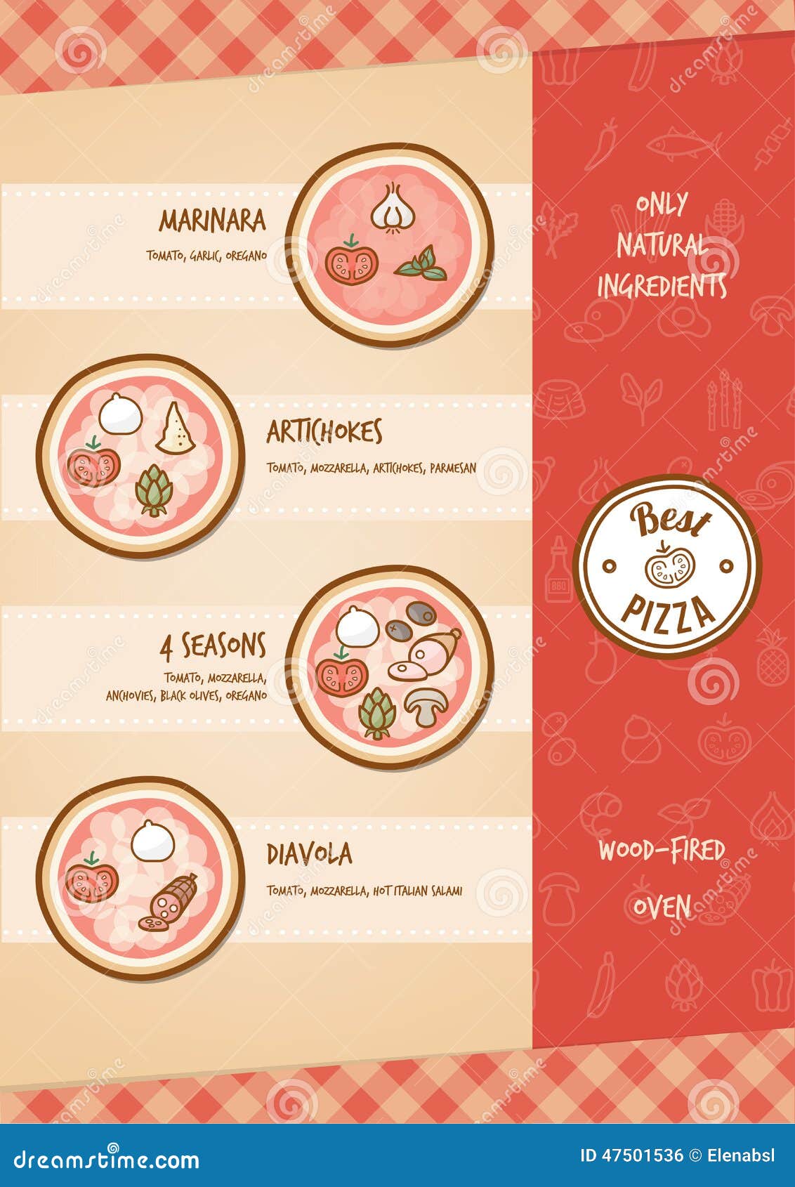 Pizza menu stock vector. Illustration of brochure, creative - 47501536