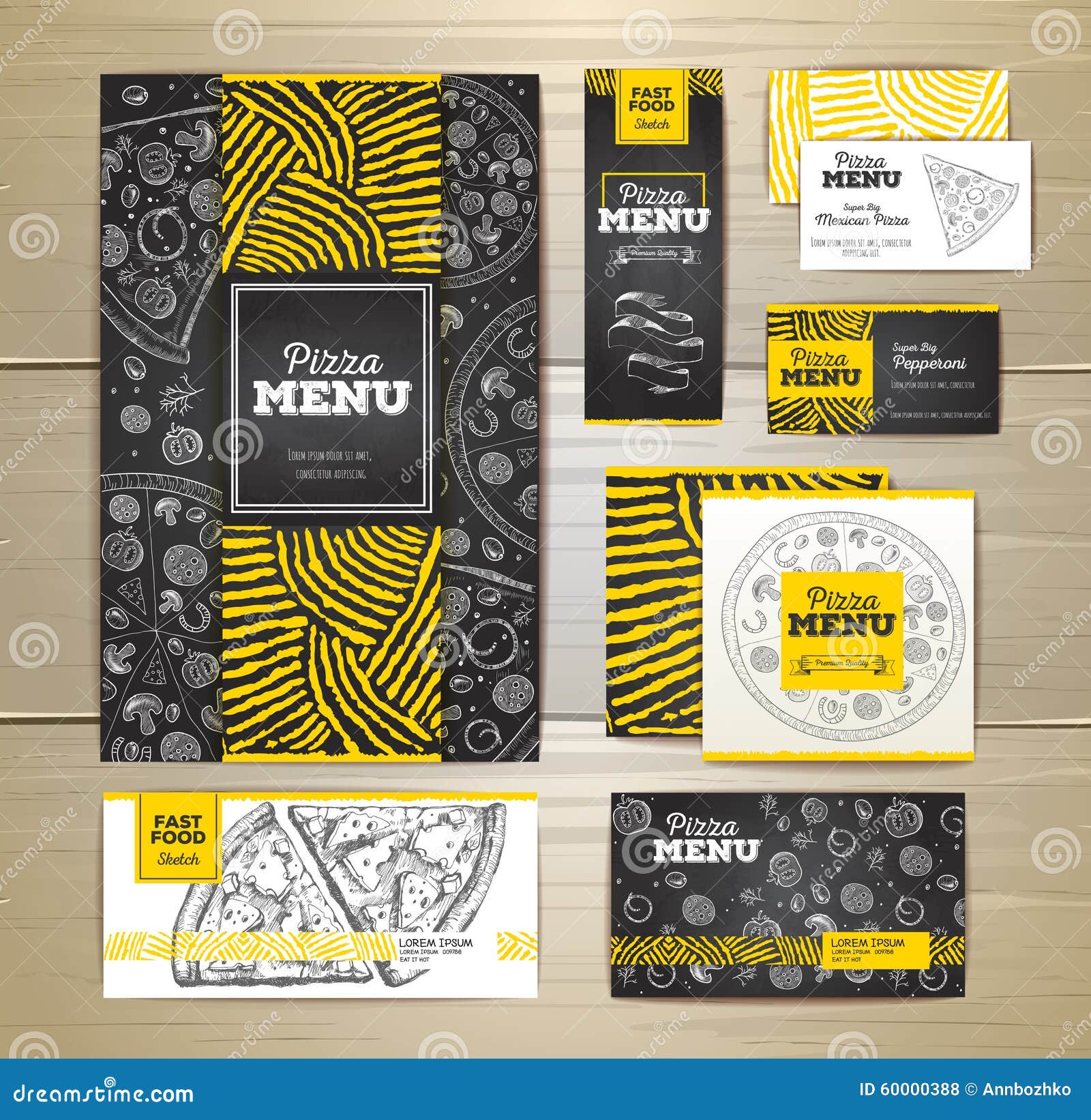 Pizza Menu Document Template. Corporate Identity Vector Illustration ...