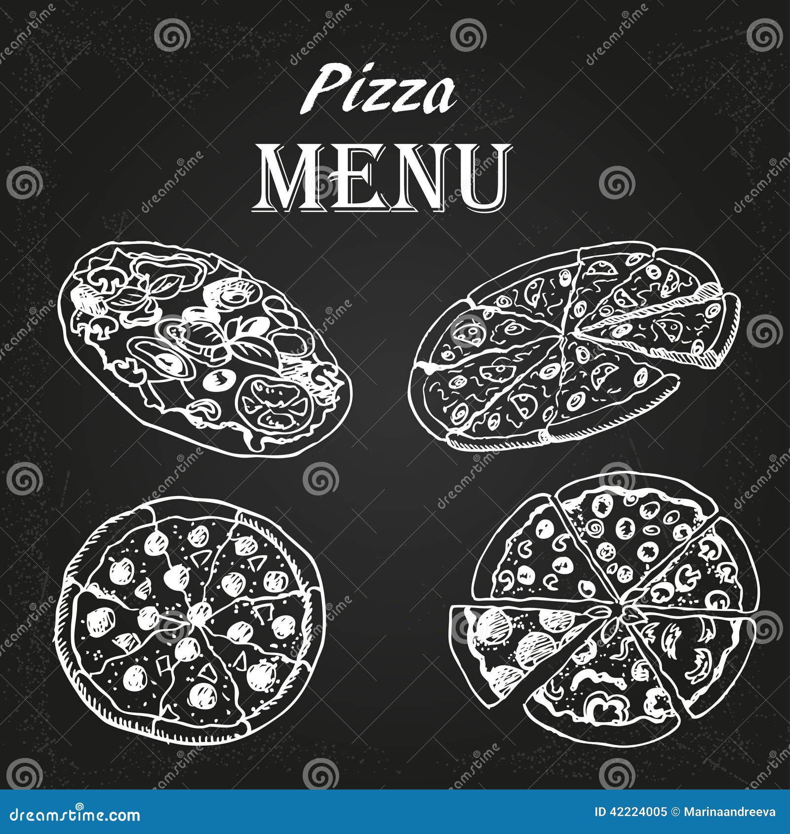 Pizza menu stock vector. Illustration of pencil, sign - 42224005