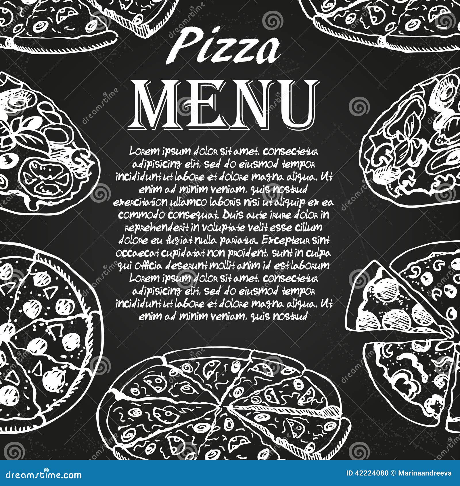 Pizza menu 2 stock vector. Illustration of board, doodle - 42224080