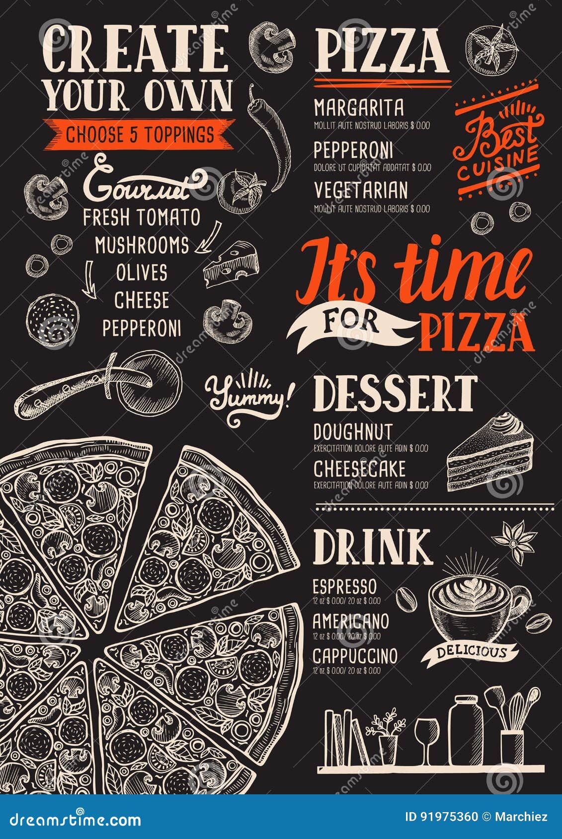 Pizza Menu Restaurant, Food Template. Stock Vector - Illustration of ...