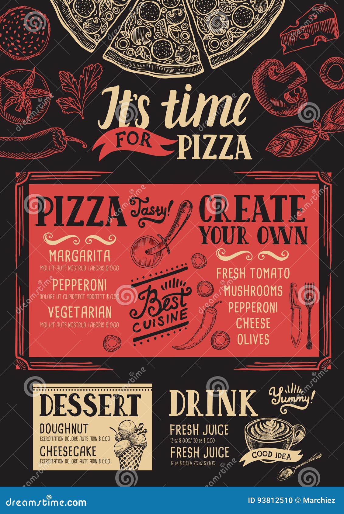 Pizza Menu Restaurant, Food Template. Stock Vector - Illustration of ...