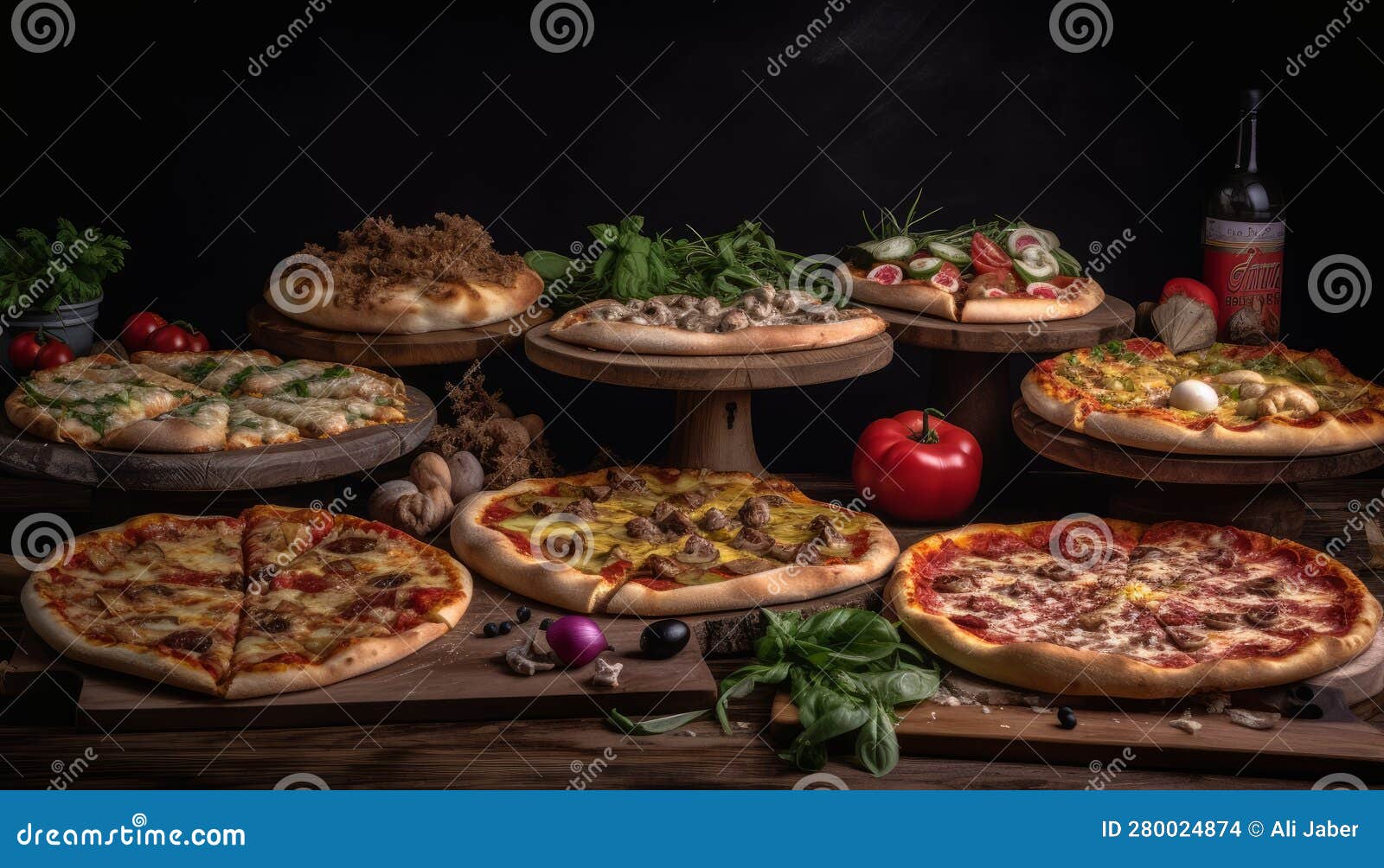 A Pizza Menu of a Restaurant on a Wooden Table Stock Illustration ...