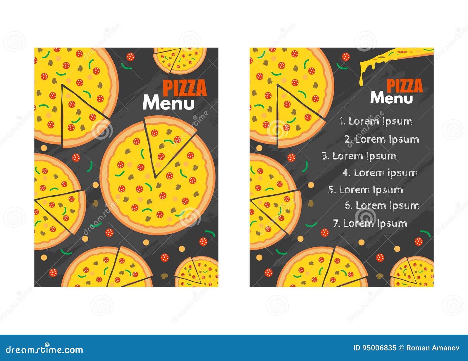 Pizza Menu Vector Background. Restaurant Cafe Menu, Template Design ...