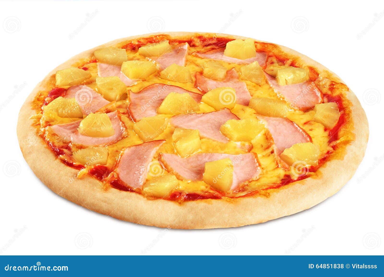 Pizza Met Ananas En Ham Op Witte Achtergrond Stock Foto - Image of ...