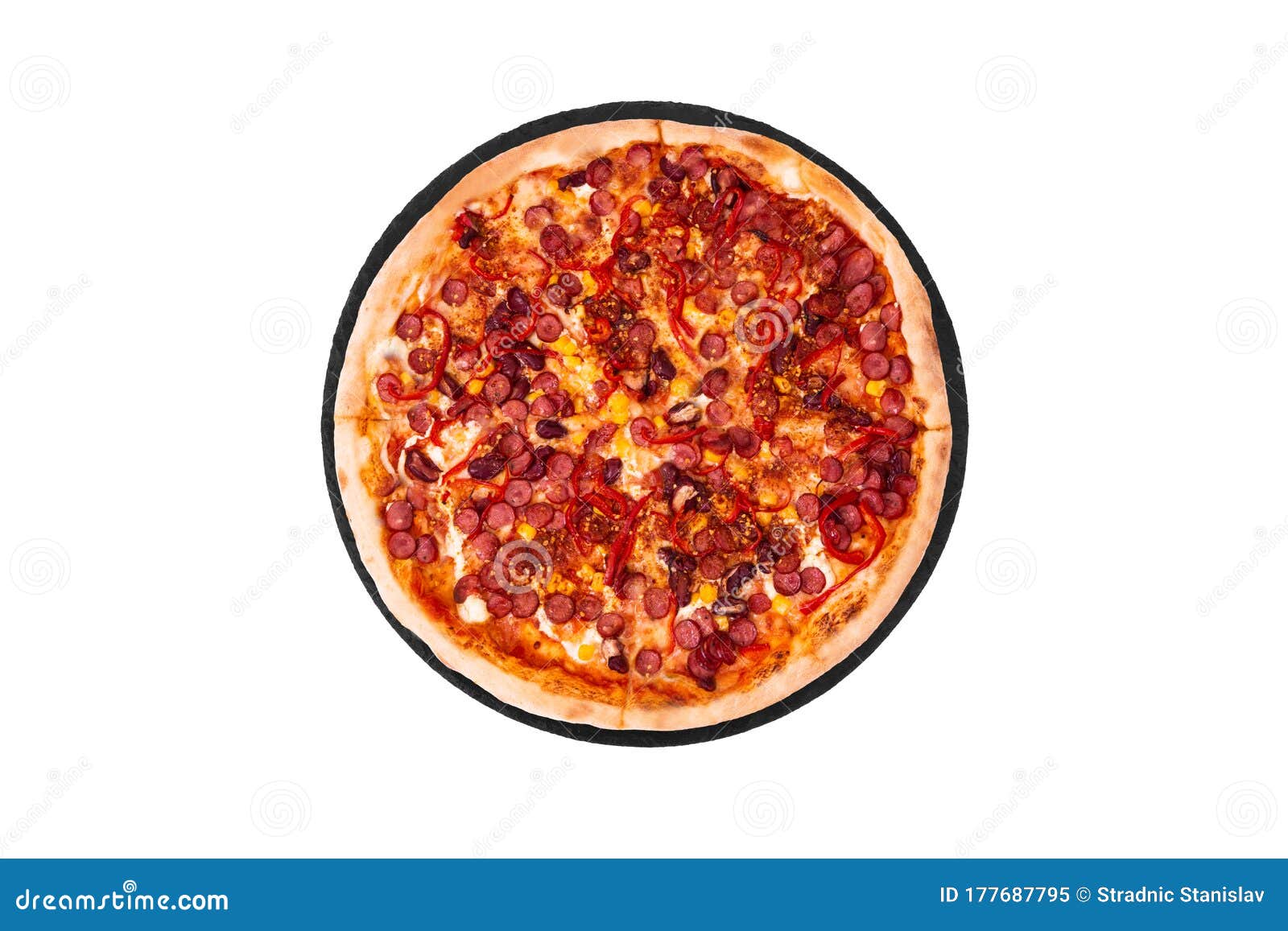 Pizza Mexico on Slate Bottom, Isolate Top View Stock Image - Image of ...
