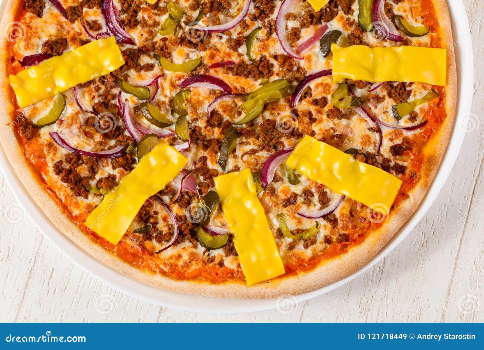 Pizza with minced meat stock image. Image of sauce, cooking - 121718449