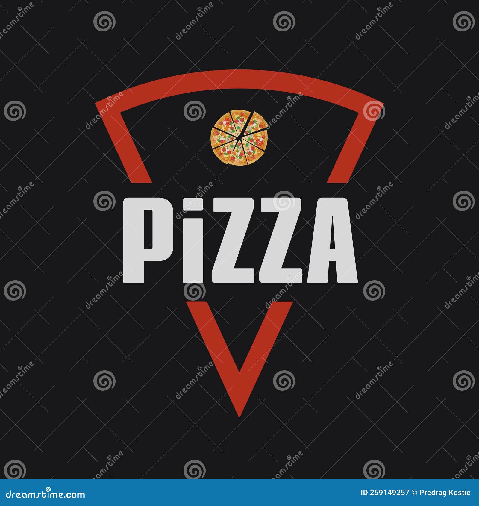 Pizza. Modern Typography. Vector Illustration. Isolated On Black ...