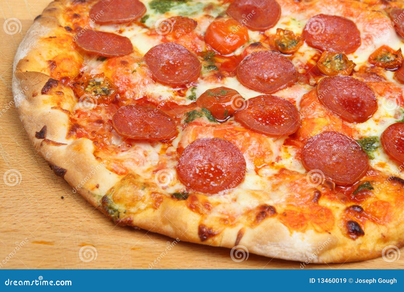 Pizza with Mozzarella & Pepperoni Stock Image - Image of baked, pizza ...