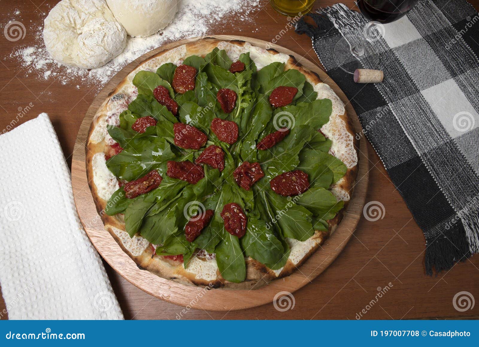 Pizza Rucula and Dried Tomato Stock Photo - Image of italian, olive ...