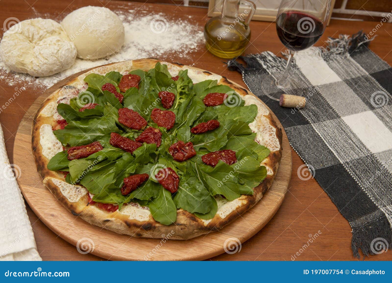 Pizza Rucula and Dried Tomato Stock Photo - Image of cuisine ...