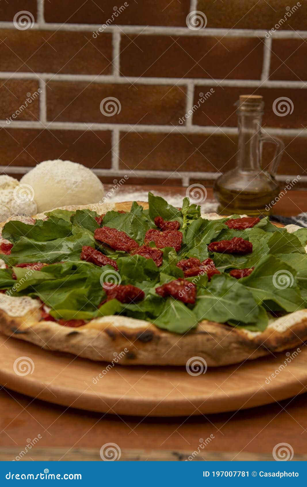 Pizza Rucula and Dried Tomato Stock Image - Image of rucula, closeup ...