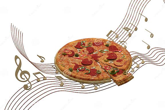 Pizza with musical notes stock illustration. Illustration of musical ...