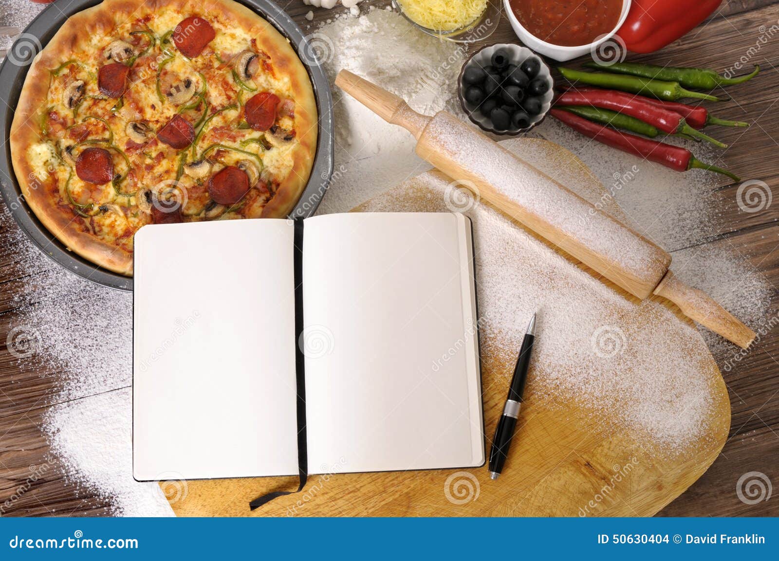 Pizza Cooking, Cookbook, Ingredients, Making Pizza, Copy Space Stock ...