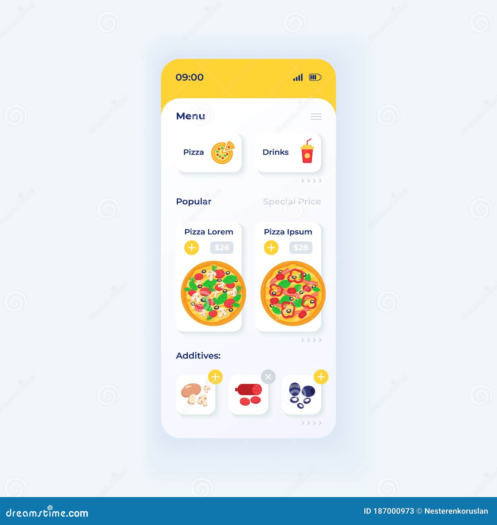 Pizza Ordering App Smartphone Interface Vector Template Stock Vector ...