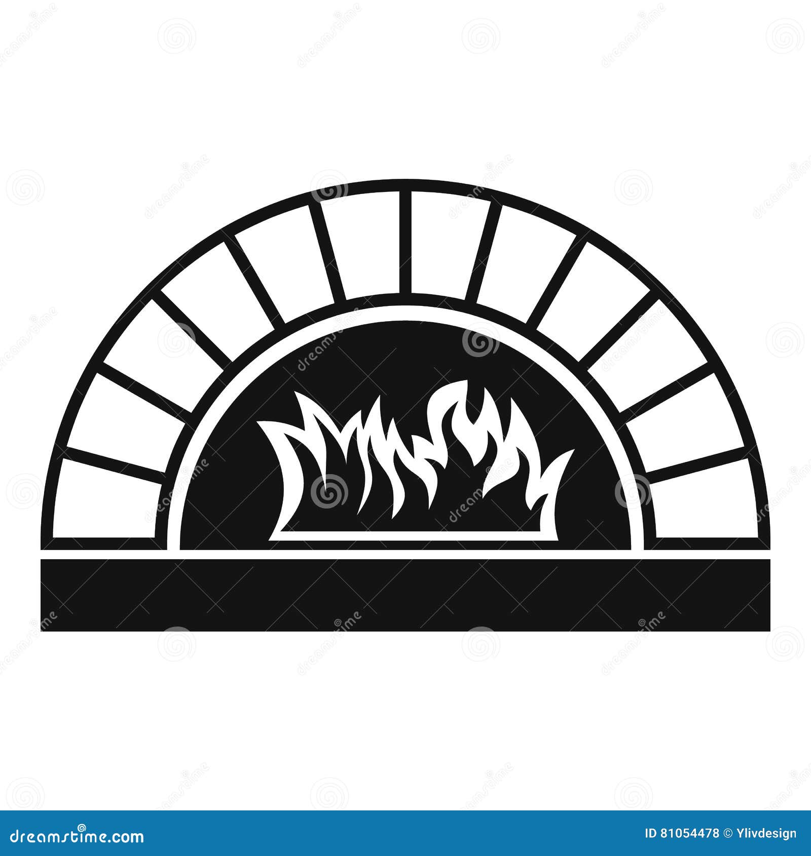 Pizza Oven with Fire Icon, Simple Style Stock Vector - Illustration of ...