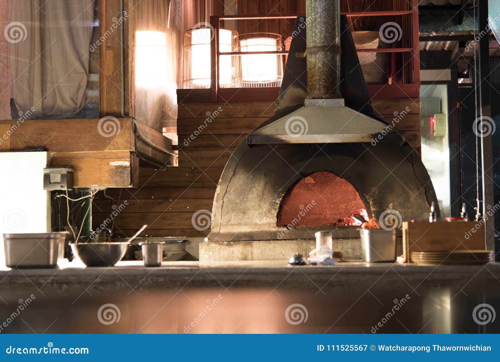 Pizza oven stock image. Image of fireplace, night, delicious - 111525567