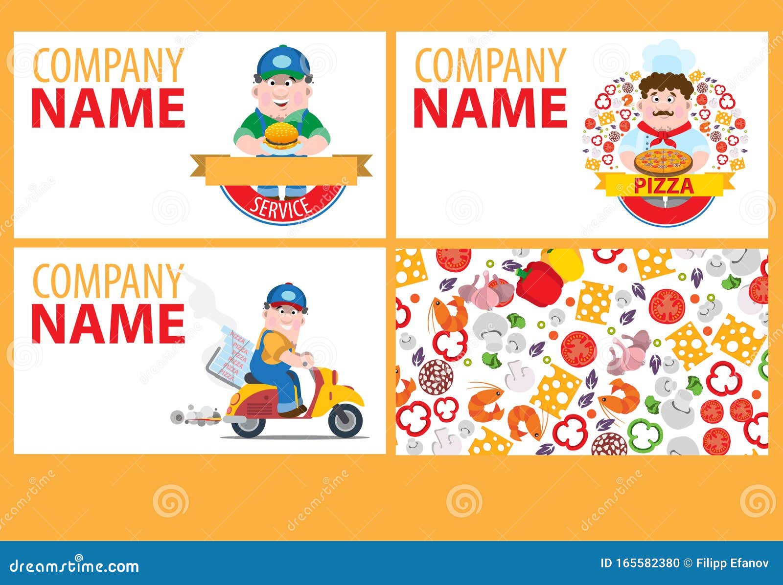 Pizza Packaging Design, Food Service Set of Banners and Flyers Stock ...