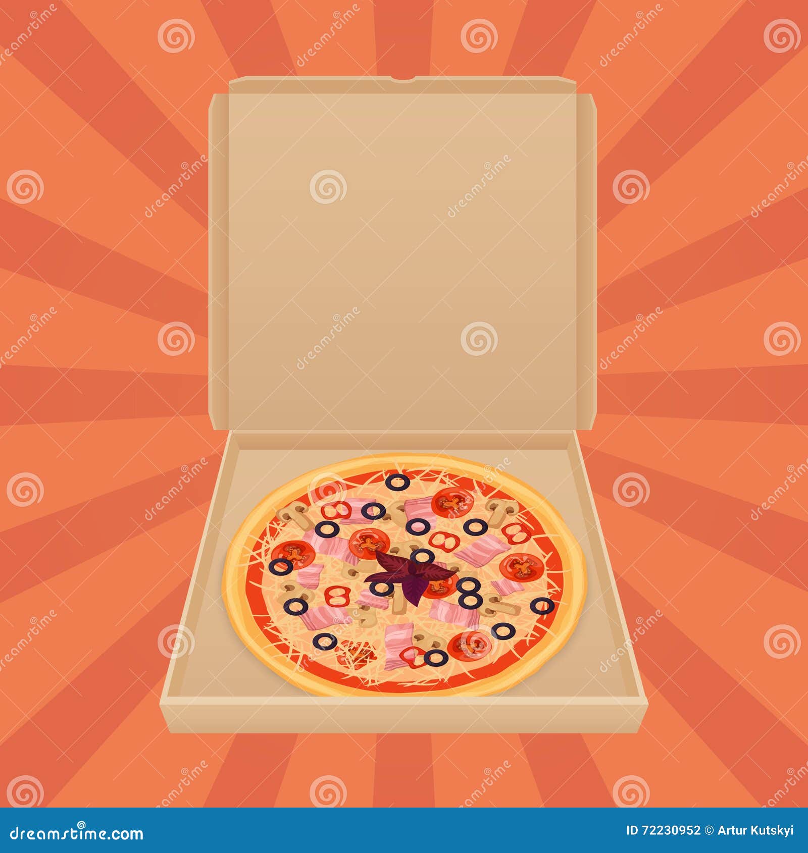 Pizza in Paper Box . Pizza Delivery Box Craft Service and Menu Web ...