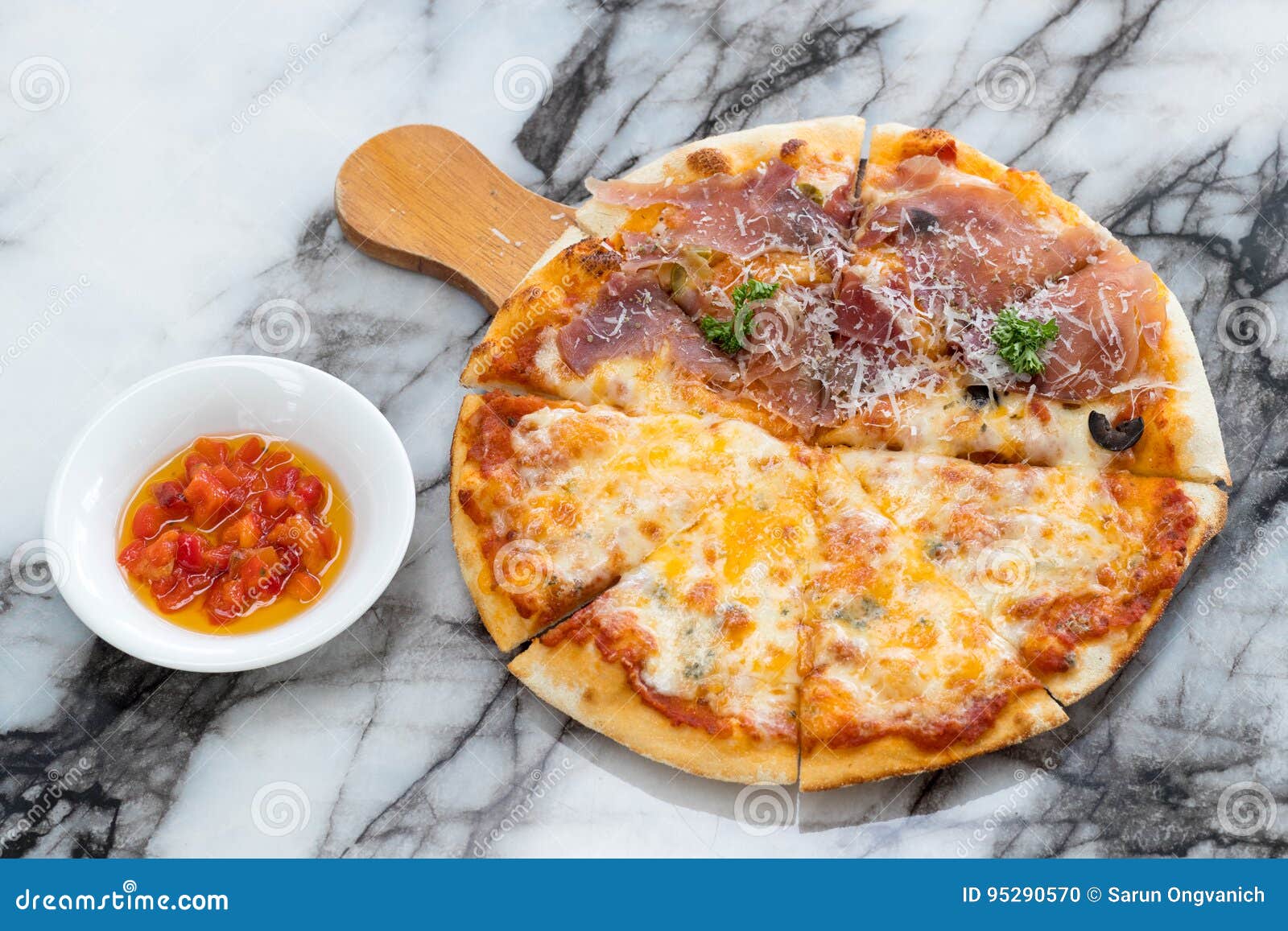 Pizza parma ham stock photo. Image of rustic, dinner - 95290570
