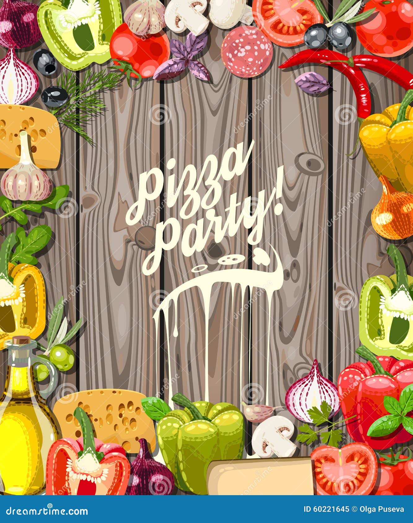 Pizza Party Cartoon Man Art Board Logo Invitation Royalty-Free Stock ...