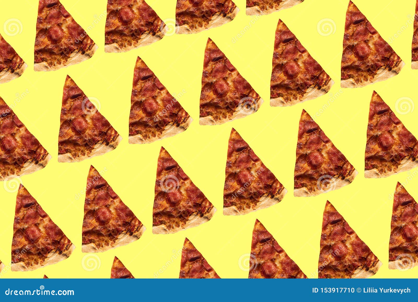 Pizza Pattern on Yellow Background. Art Collage Stock Photo - Image of ...