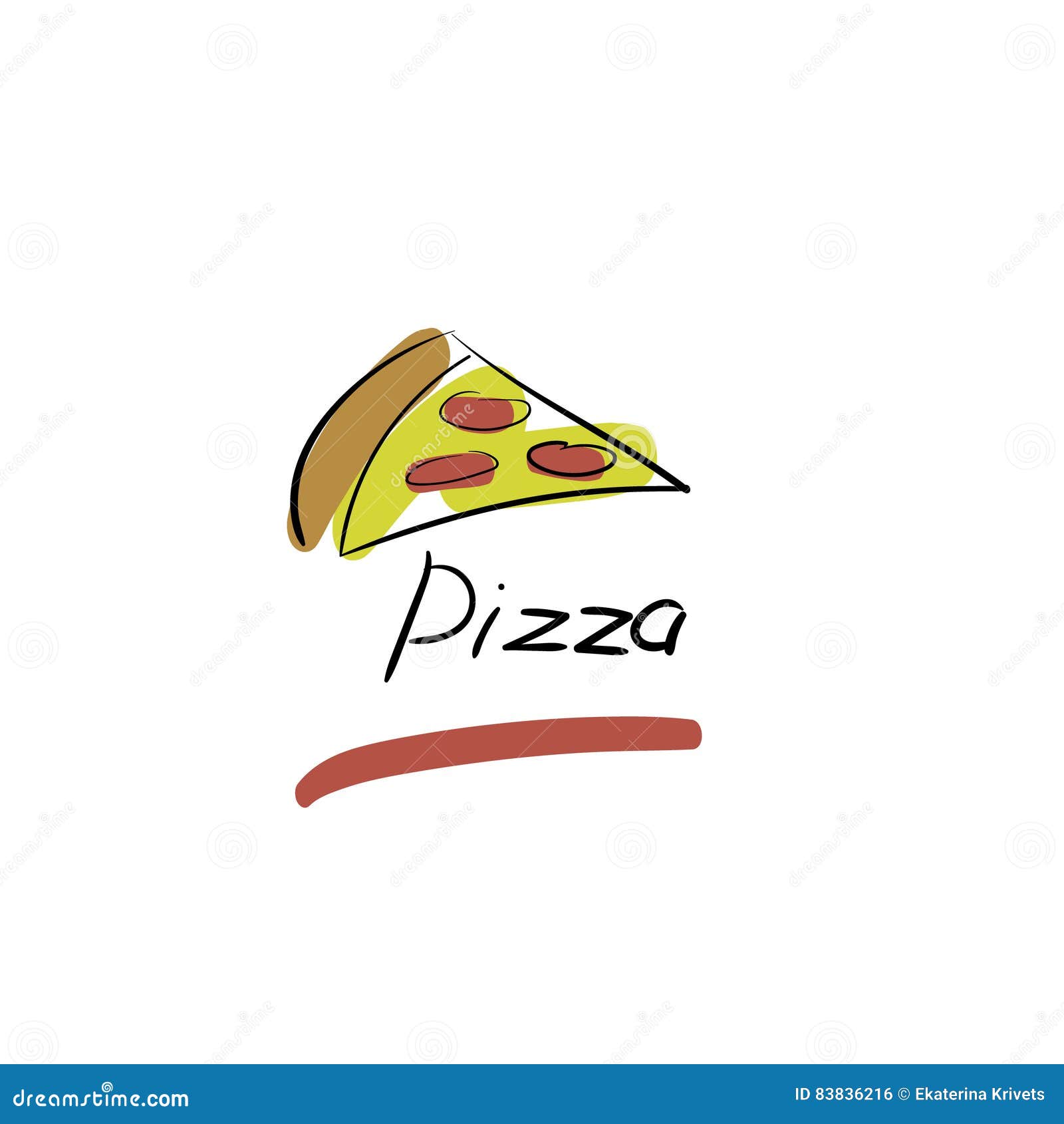 Pizza with pepperoni stock illustration. Illustration of tasty - 83836216